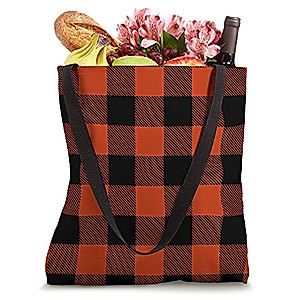 Black & Orange Checkered Square Buffalo Plaid Pattern Tote Bag