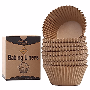 [9 Colors Available] 200pcs Standard Natural cupcake liners for baking,food grade cupcake wrappers,non-stick, greaseproof parchment muffin liners,by Bake Choice