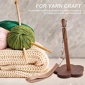 JIANWEI Portable Wrist Yarn Holder, Wrist Yarn Ball Minder Stand with Wristband&2 Finger Crochets, Yarn Minder Yarn Storage Organizer Knitting Supplies Crocheting Gift for Craft Lover(Walnut)