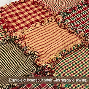 Primitive Red 5 Homespun Cotton Plaid Fabric by JCS - Sold by The Yard