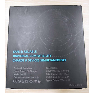 USB Charger, slitinto 60W 12A 8-Port USB Charging Station Multi Port USB Hub Charger Compact Size LCD Display Compatible with iPhone iPad Samsung Kindle Tablet Bluetooth Earbuds and More