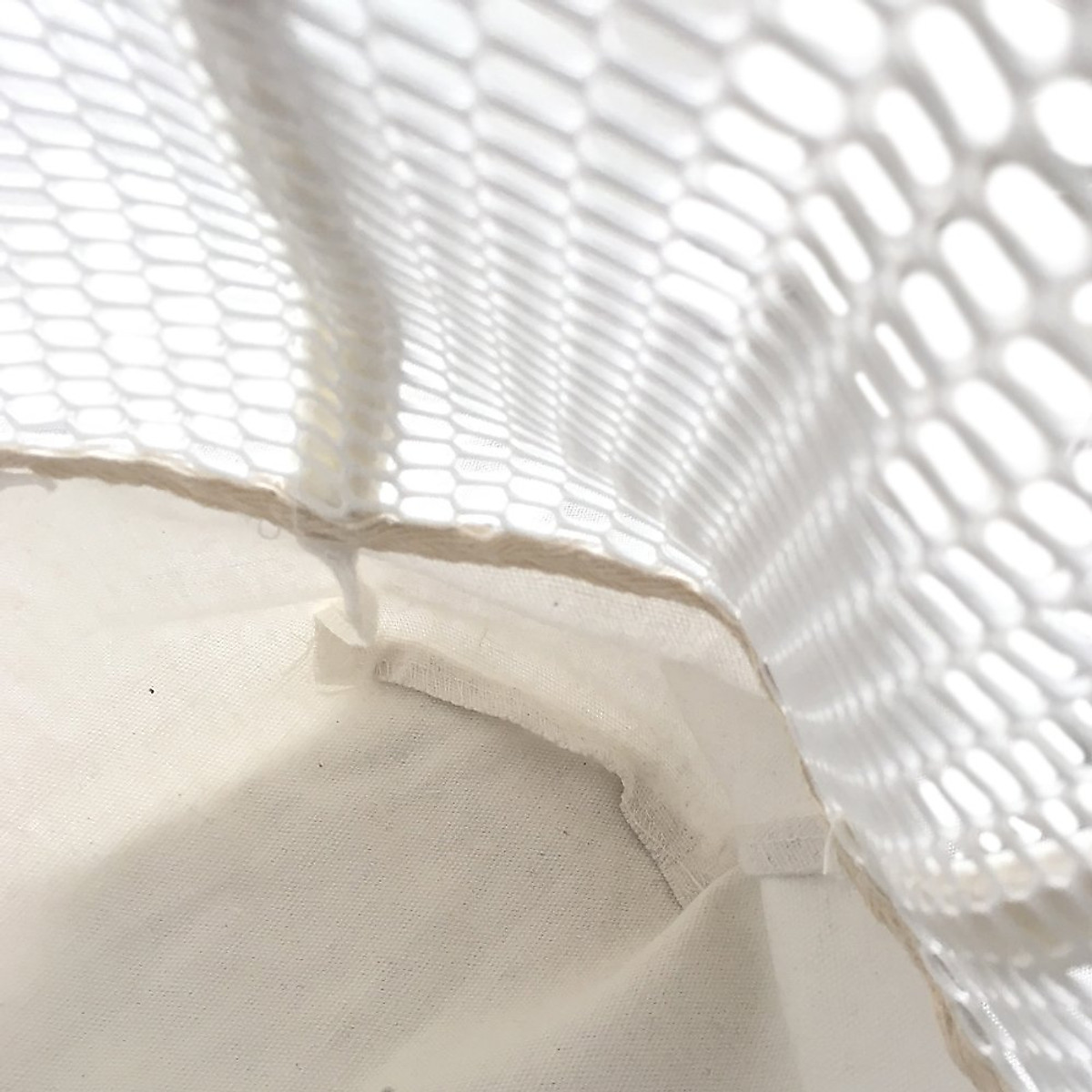 Flowertree Carry All Plain Canvas Mesh Tote Sheer Summer Shopping Bag White