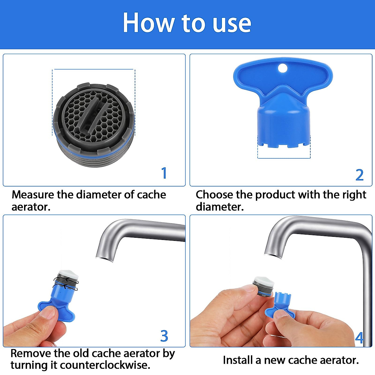 5 PCS Faucet Aerator Key Removal Wrench Tool Replacement Cache Aerators Removal Tool with 5 Sizes M16.5, M18.5, M21.5, M22.5, M24, Faucet Aerator Removal Tool for Bathroom Kitchen Sink