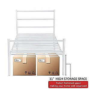 Voilamart Metal Twin Bed Frame with Storage,White Bed Frames with Headboard and Footboard, Platform Bed Frame No Box Spring Needed,Twin Bed Frame for Kids