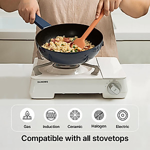 Dr.HOWS Allday Nonstick Wok Pan 9.5 Inch Stir-Fri Pan with Bakelite Handle, PFOA/PFOS Free, Works on Gas, Induction, Ceramic, Halogen, and Electric, Bijou Blue