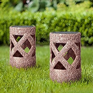 MXwcy Solar Garden Lights Outdoor Yard Rock Lights Led Landscape Lighting for Pathway Lawn Patio Yard Walkway, 2 Pack (Warm White)