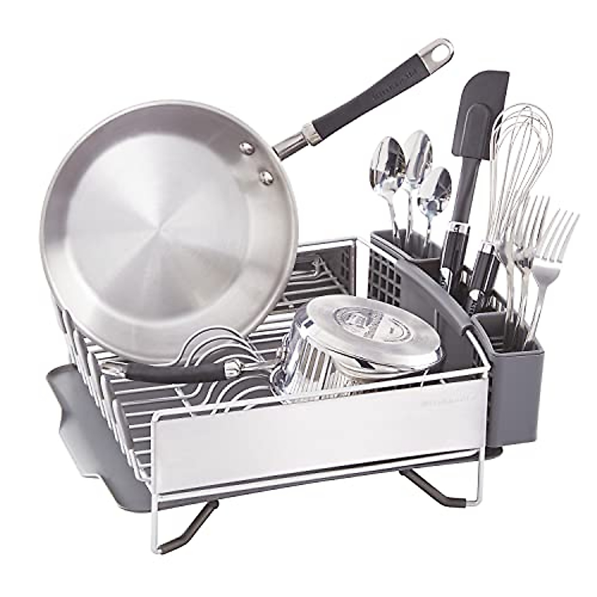 KitchenAid Compact Stainless Steel Dish Rack, Satin Gray, 15-Inch-by-13.25-Inch -