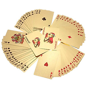 24K Cool Gold Playing Cards with Dollar Pattern Foil Poker Cards Luxury Waterproof Deck of Cards Gold Playing Cards Plastic