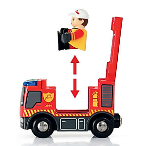 BRIO 33815 Rescue Firefighter Set | 18 Piece Train Toy Set with Fire Truck and Accessories | Kid-Friendly Wooden Tracks | Ideal for Toddlers Aged 3 and Up