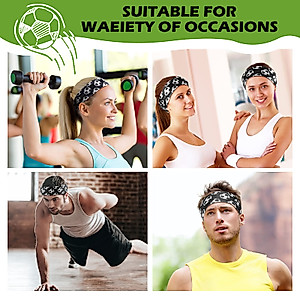 WILLBOND 9 Pieces Elastic Adjustable Soccer Headbands - Hair Accessories and Team Gifts for Boys, Girls, Teens, Women, Adults (Black)