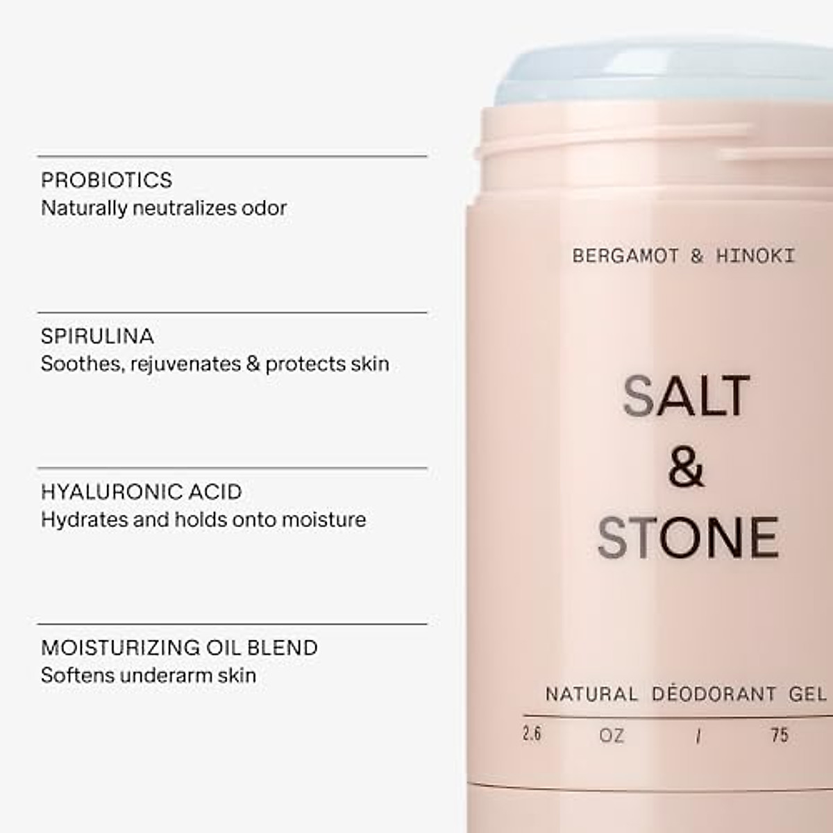 SALT & STONE Sensitive Skin Deodorant | Natural Deodorant Gel for Women and Men, Aluminum Free, Baking Soda Free, Vegan | Bergamot & Eucalyptus (2.6 oz)