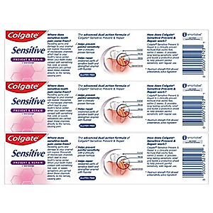 Colgate Sensitive Toothpaste with Whitening, Prevent and Repair, 6 Ounce, 3 Pack