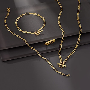 RS Pure by Ross-Simons Italian 14kt Yellow Gold Paper Clip Link Anklet. 9 inches