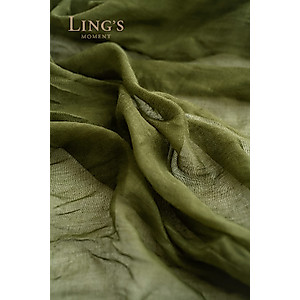Ling's Moment 14Ft x 35" Wide Olive Moss Green Gauze Semi-Sheer Table Runner Cheesecloth Tablecloth for Wedding Party Bridal Shower Boho Table Decor Moss Green…