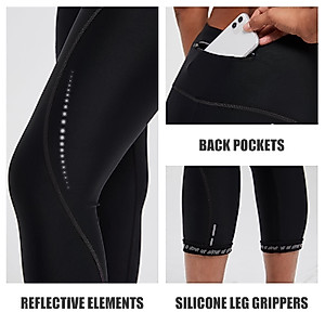 BALEAF Women's Bike Pants High Waist 4D Padded Cycling Capris Shorts 3/4 Biking Tights Pockets UPF50+ Black XXXL