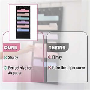 Mr. Pen- Hanging Wall File Organizer, 6 Pocket, Black, 3 Overdoor Hangers Included, Over The Door File Organizer, Hanging Folder Organizer, Wall Folder Organizer, Hanging File Organizer for Wall