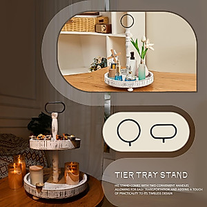 AONEHOME 2 Tiered Tray Stand, White Tiered Tray Decorative Trays – 2 Tier Cupcake Stand - 2 Tier Serving Tray - Tiered Tray Decor