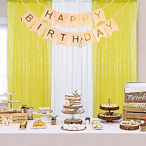 ShinyBeauty Sequin Curtains 2 Panels 2FTx7FT Yellow Sequin Backdrop Curtain Party Photography Background for Wedding Birthday Bridal Baby Shower