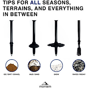 Montem Ultra Strong Trekking, Walking, and Hiking Poles - One Pair (2 Poles) - Collapsible, Lightweight, Quick Locking, and Ultra Durable (Black Matte)