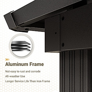 UDPATIO 12' x 16' Hardtop Gazebo, Galvanized Steel Double Roof Permanent Aluminum Gazebo, Outdoor Metal Pergolas with Mosquito Netting and Curtains for Garden, Parties, Patio, Deck, Lawns, Grey