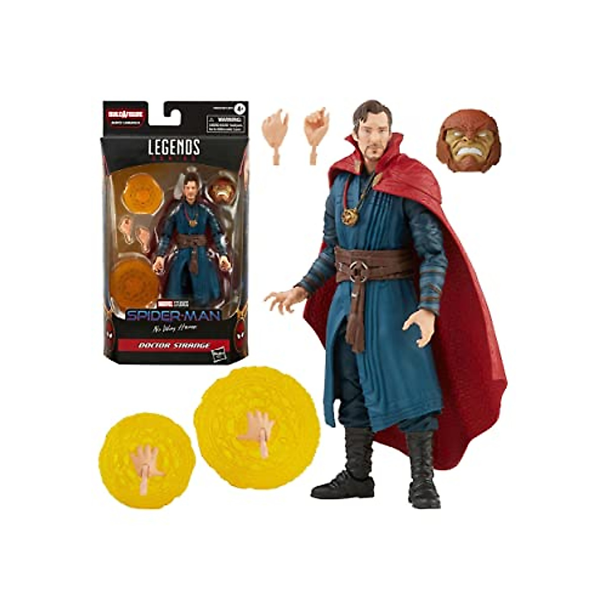 Spider-Man Marvel Legends Series Doctor Strange 6-inch Collectible Action Figure Toy and 4 Accessories and 1 Build-A-Figure Part(s), Multicolor