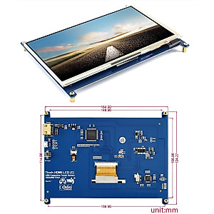 Waveshare 7 inch Capacitive Touch Screen IPS Display HDMI LCD Module 1024x600 Touchscreen for Raspberry Pi 4/3/2/1 Model B/B+/A+/BeagleBone Black/Banana Pi, Windows 10/8.1/8/7