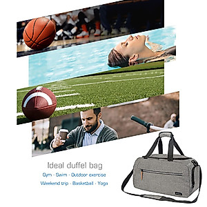 ROTOT Sport Duffel Bag, Gym Bag with Waterproof Shoe Pouch, Weekend Travel Bag with a Water-resistant Insulated Pocket (33L) (Dark gray)