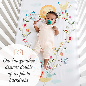 Rookie Humans 100% Cotton Sateen Fitted Crib Sheet: Love Blooms. Modern Nursery, Use as a Photo Background for Your Baby Pictures. Standard Crib Size (52 x 28 inches) Floral Crib Sheet