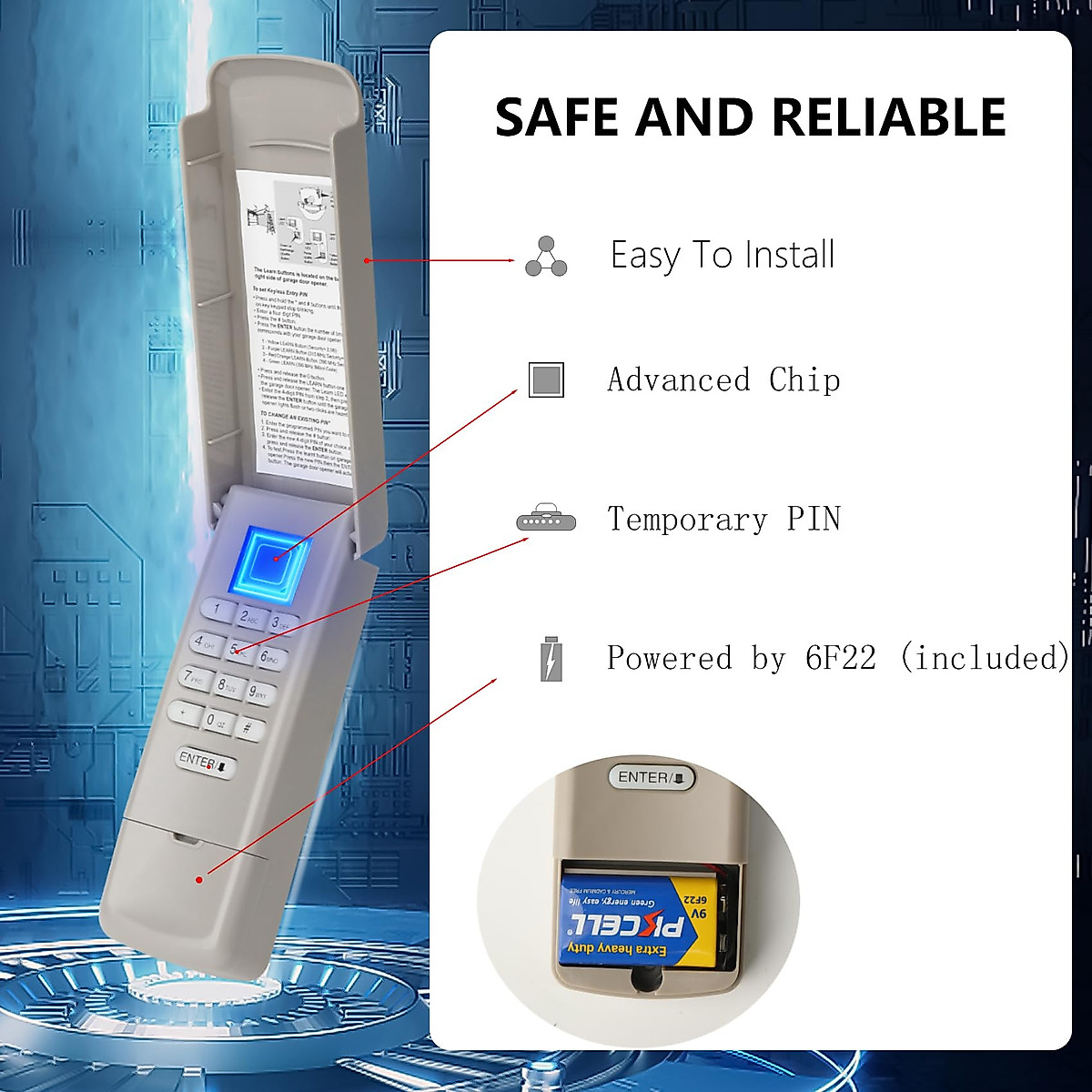 MIV 877MAX Garage Door Keypad, with 2 Pack 893MAX Opener Remote, Compatible with LiftMaster/Chamberlain/Craftsman Garage Door Opener Since 1993