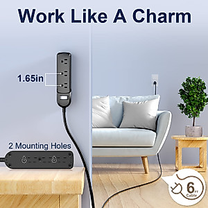 Outdoor Power Strip Weatherproof, 6 FT Outdoor Extension Cord 3 Outlets 1875W Overload Protection, Shock Prevention Surge Protector Power Strip for Kitchen Patio Christmas Lights, Black