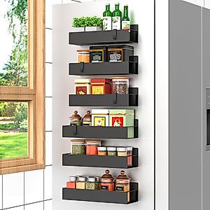 Hleelomi 6 Pack Magnetic Spice Rack Organizer Storage for Refrigerator and Oven, Fridge Organizers and Shelf