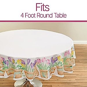 Kadut Easter Tablecloth Round, Easter Bunnies Fabric Table Cloth, 70" Round, for Indoor/Outdoor Use. for Spring, Easter, and Summer Tablecloth.