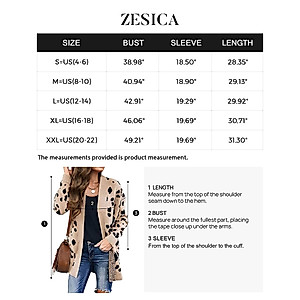 ZESICA Women's Fall Winter Long Sleeves Open Front Leopard Print Knitted Sweater Cardigan Coat Outwear,A Beige,Medium