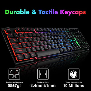 Gaming Wireless Keyboard and Mouse RGB Backlit Rechargeable Battery Gamer Combo Mechanical Feel Anti-ghosting with Side Button for PC Computer Laptop Compatible with Windows Mac Ps4/Ps5 Xbox one
