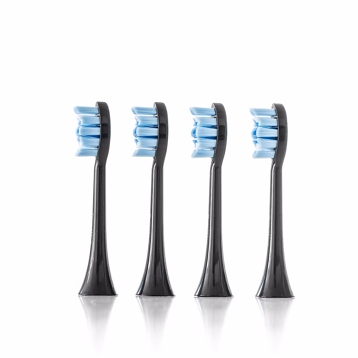 Sonic Clean Brush Replacement Heads Soft Dupont Bristles Four (4) Pack Electric Toothbrush Heads (Black (Diamond Edition))