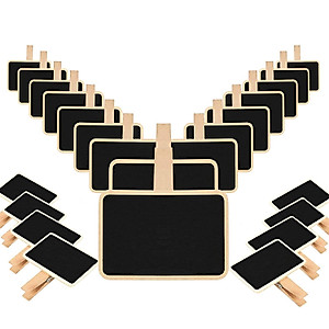 48 PCS Chalkboard Signs with Stand, Wooden Clip - Reserved Table Signs Board - Mini Chalkboard Signs for Food, Memo, Note Taking, Label Signs, Party - Food Labels for Party Buffet