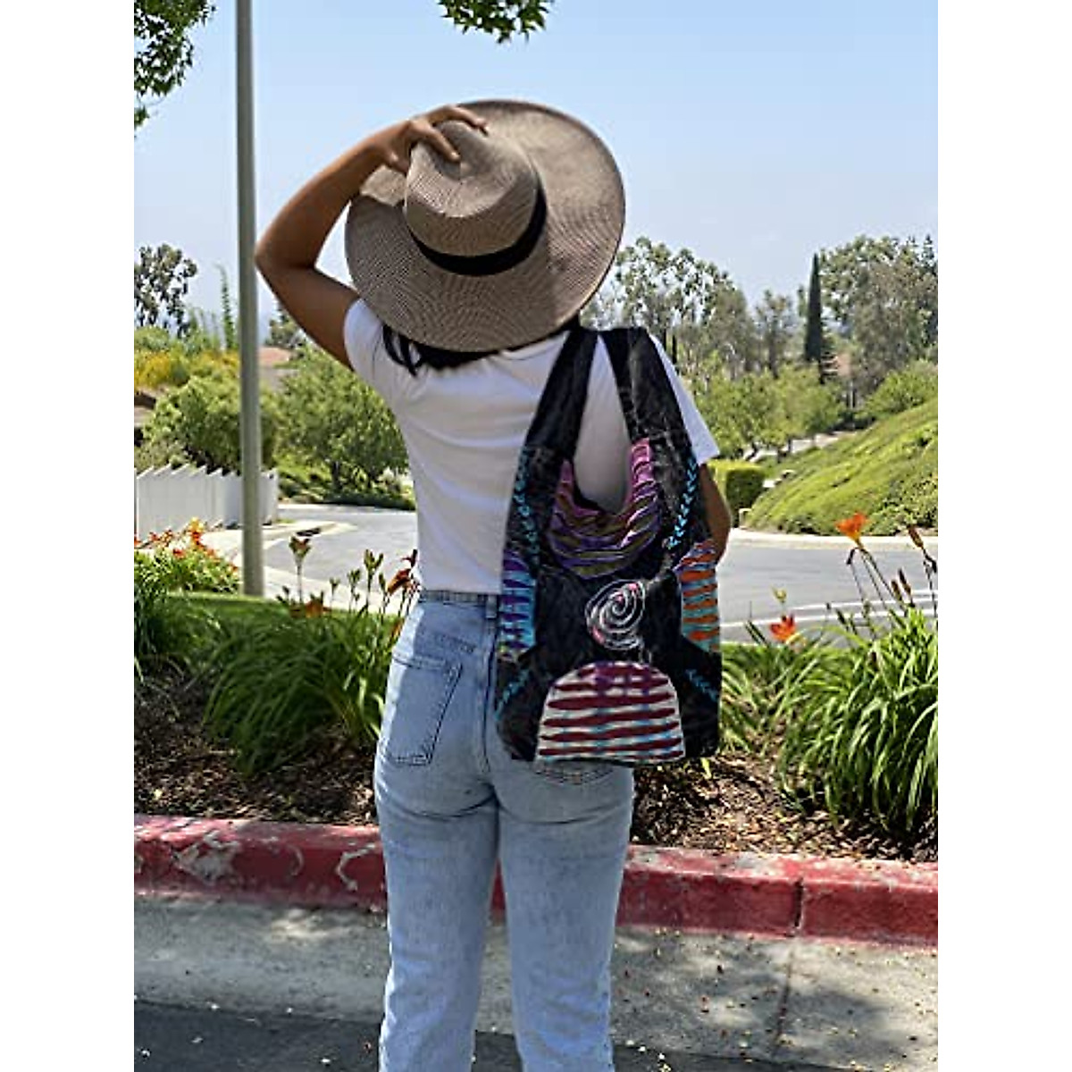 Original Collections Bohemian Embroidered Ripped Razor Cut Crossbody Hippie Purse Handbag AND Backpack Multicolor