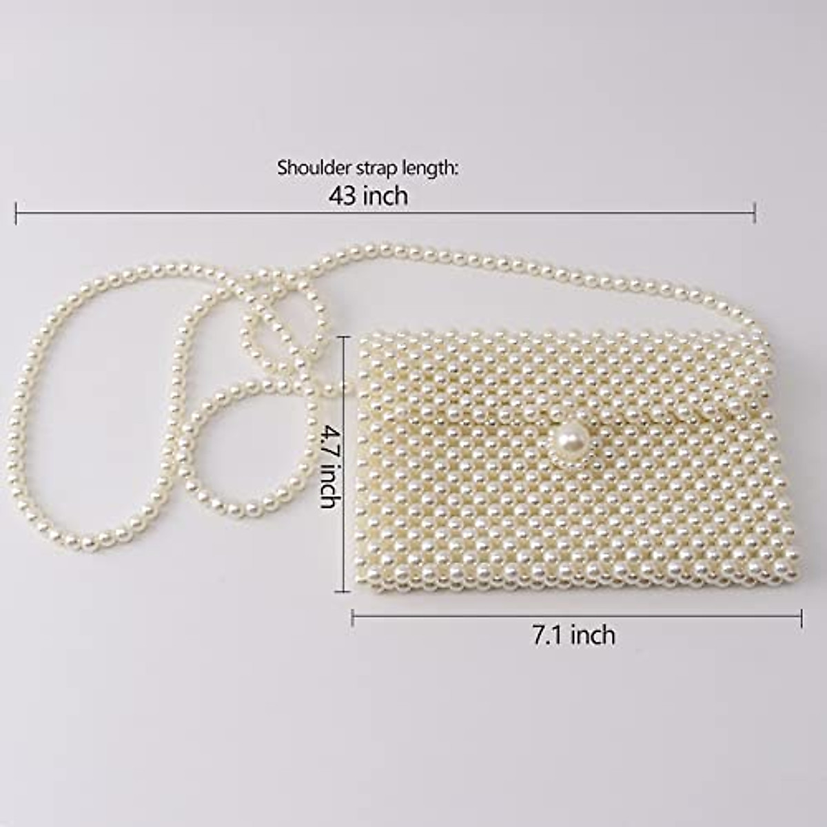 FUNDI White Pearl Purse Shoulder Bag for Women Purse Pearl Beaded Clutch Bag Crossbody Beaded Clutch Evening Bag for Prom Party Wedding Date