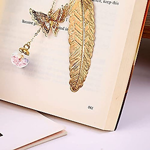 Metal Feather Book Marks for Book Lovers Book Marks Cute Fancy 3D Butterfly Pendant for Mothers Day Thanksgiving Valentine's Day Graduation Teacher Appreciation Gifts to Women Girls Readers
