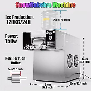 XURUIUS Snowflake Ice Machine, Commercial Snowflake Shaved Ice Machine, Snowflake Sponge Crusher, Smoothie Machine (120KG)