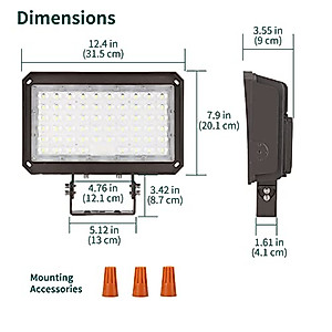 kadision 150W LED Parking Lot Lights Outdoor Area Lights, 19500lm 5000K 100-277V IP65, Adjustable Trunnion Mount LED Flood Light with Photocell, ETL Listed