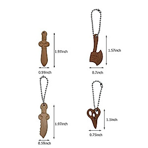 Nwsrayu Wooden Pocket Knife Set Keychain for Men Mini Axes Sword Scissors Set for Package Opener Box Cutter Handmade Craft for Collection, Knife Lover Gift