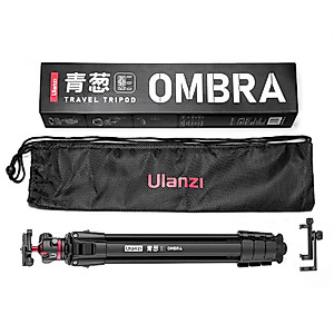ULANZI MT-55 Travel Camera Tripod Stand, 62.2 inch Video Heavy Duty Tripod Mount for Sony Nikon Canon Fuji DSLR Camera, w Smartphone Clamp - Ombra