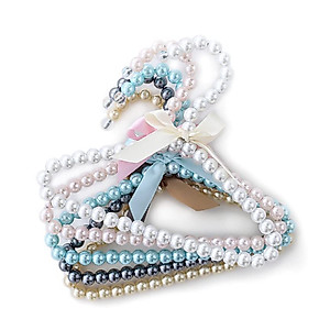 Fashion Cutes Hangers Pearl Breaded for Kids Clothes and Pet Clothes (5) Hangers per Pack (White)