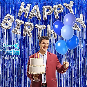 Dark Blue Tinsel Backdrop Streamers - GREATRIL Party Streamers Backdrop Foil Fringe Curtains for Birthday/Bachelorette/Bridal Shower/Wedding/Engagement Decorations - 1m x 2.5m - Pack of 2