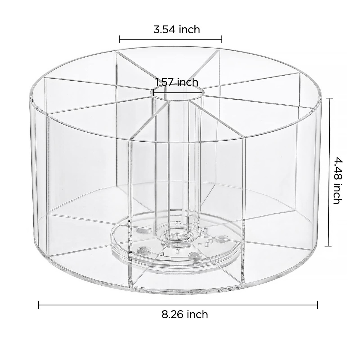 HBlife Clear 360 Rotating Makeup Brush Holder Organizer, 8.26 x 8.26 x 4.48 Inches Acrylic Makeup Organizer with 8 Compartments