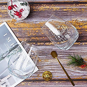 This Is Probably Tito's Stemless Wine Glass for Woman Men Friends Mom Dad Best Friend Sister Wife BFF Aunt Coworkers Birthday Christmas Anniversary Gag Gift, Funny 15Oz Wine Gifts