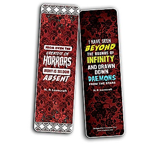 Creanoso Cthulhu H P Lovecraft Bookmark Cards (12-Pack) - Unique Teacher Stocking Stuffers Gifts for Boys, Girls, Kids, Teens, Students - Book Reading Clippers