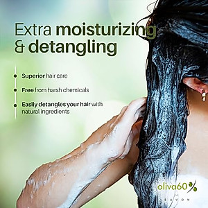 Conditioner & Detangler Bar Lavender Oil for Curly Hair | Extra Moisturizing | Frizz Control for Damaged | Olive, Argan & Macadamia Oil | Sulfate & Paraben Free | Vegan | 1.94 oz | OLIVA 60