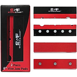 S&F STEAD & FAST Soft Jaws for Bench Vise 6", 2 pairs, Strongly Magnetic Vise Jaw Pads, TPU, Vise Jaws Covers Protectors for Clamping Woodworking Metal Plastics…